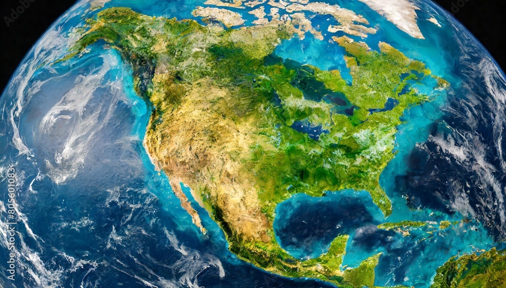 physical map of north america usa canada and mexico with high ...