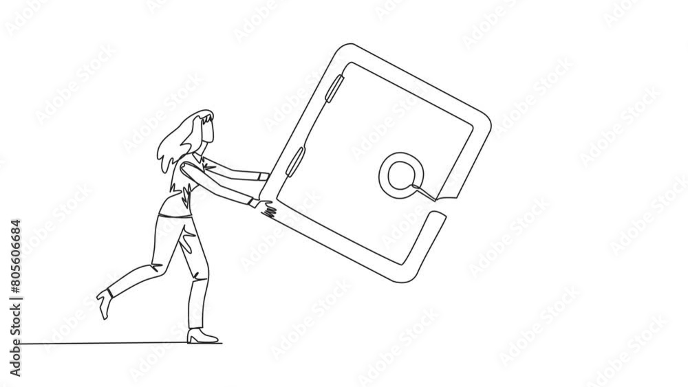 Animated self drawing of continuous line drawing two businesswoman ...