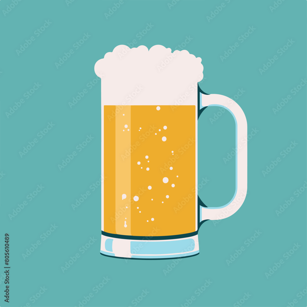 Beer mug with foam in cartoon, doodle style. Image for t-shirt, web ...