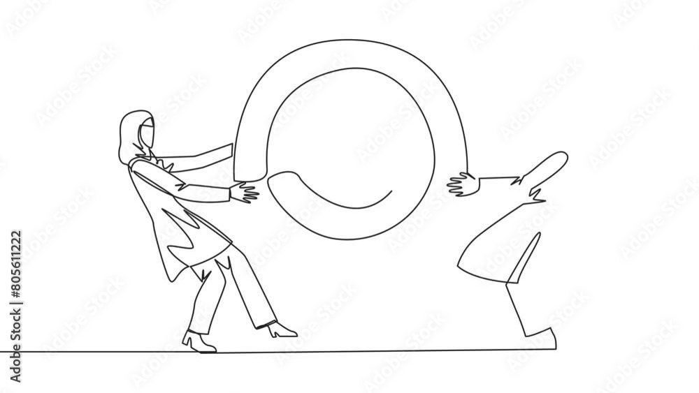 Self drawing animation of single line drawing two angry Arabian ...