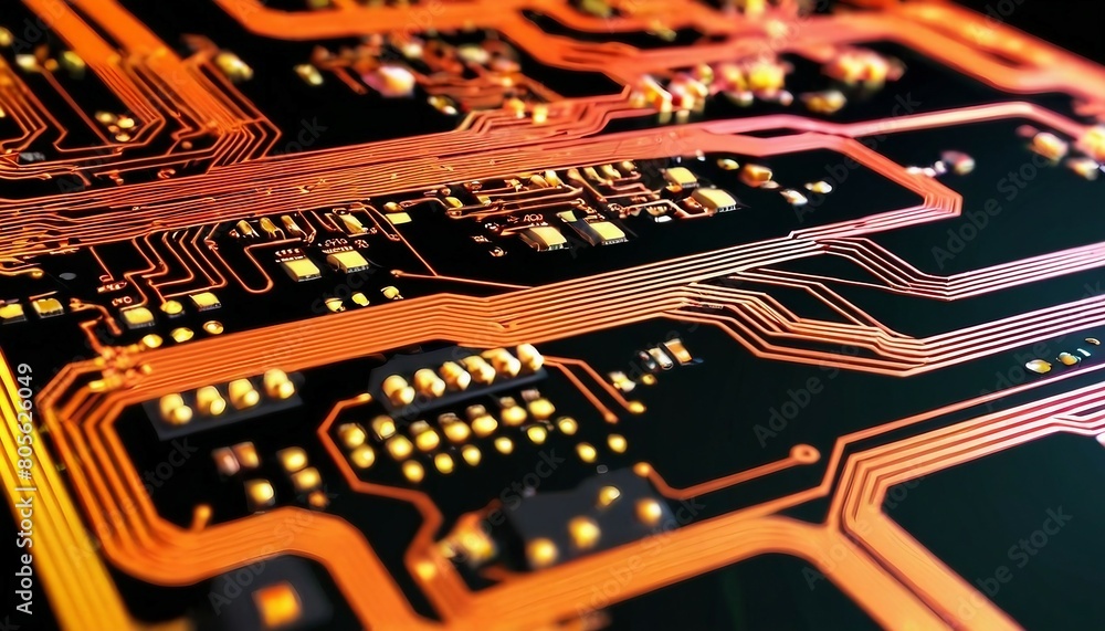 Abstract circuit board background with digital components and ...