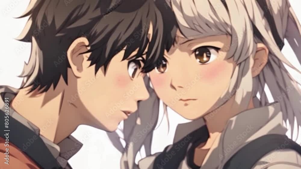 anime boy and girl, capturing the intensity of their emotions as they ...