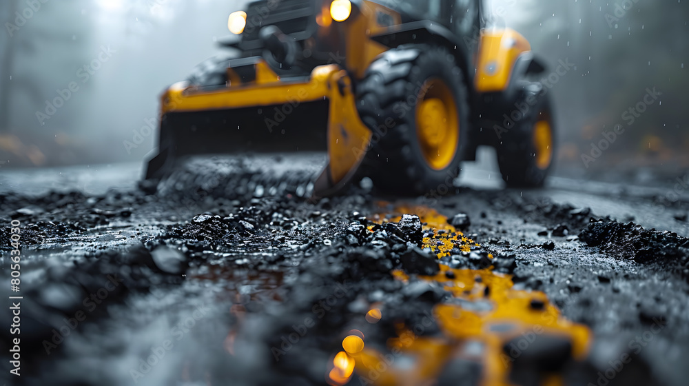 Construction site is laying new asphalt road pavement,road construction ...