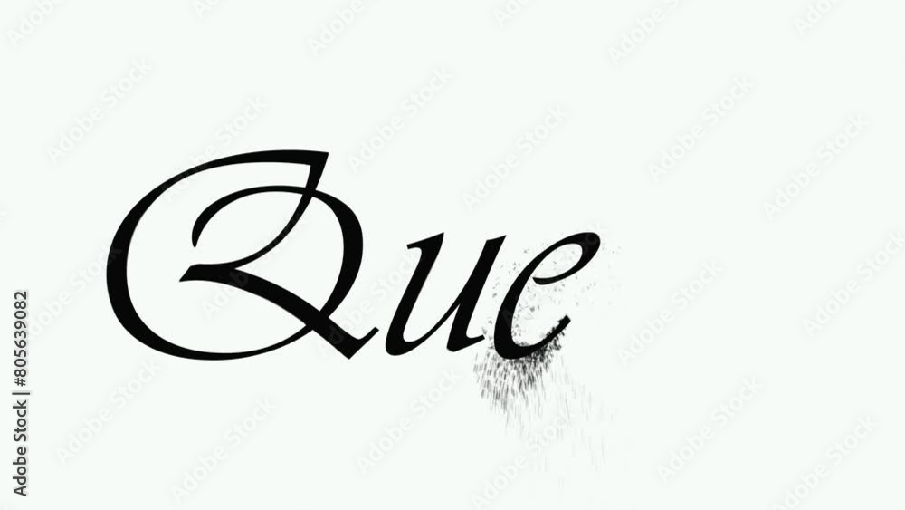 Queen Animation Text with dust sprinkle particle effect on white screen ...