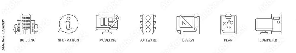 BIM icon packs for your design digital and printing of building ...