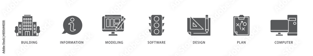 BIM icon packs for your design digital and printing of building ...