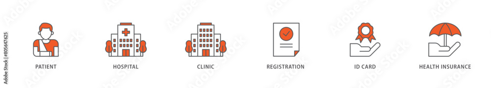 Patient registration icon packs for your design digital and printing of ...