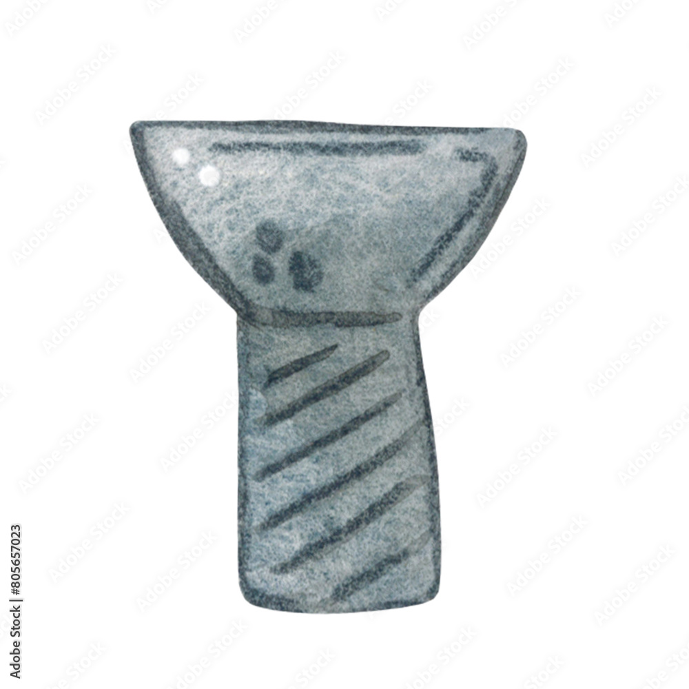 Bolts on a white background, fastening element. Watercolor illustration ...