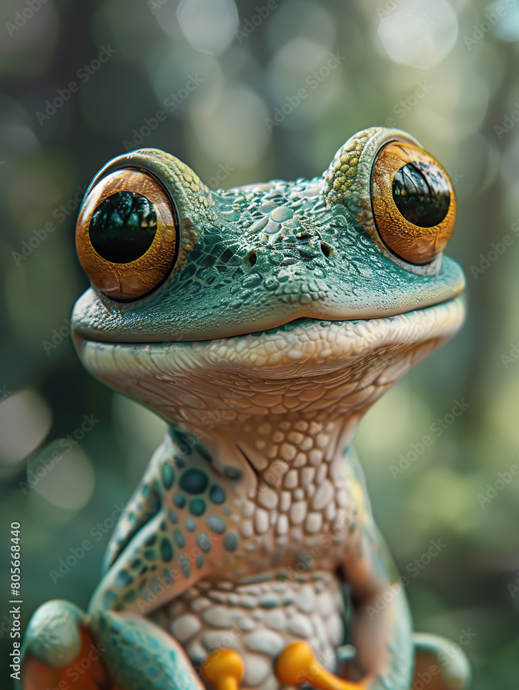 frog, 3D illustration, digital art, amphibian, green, tropical ...