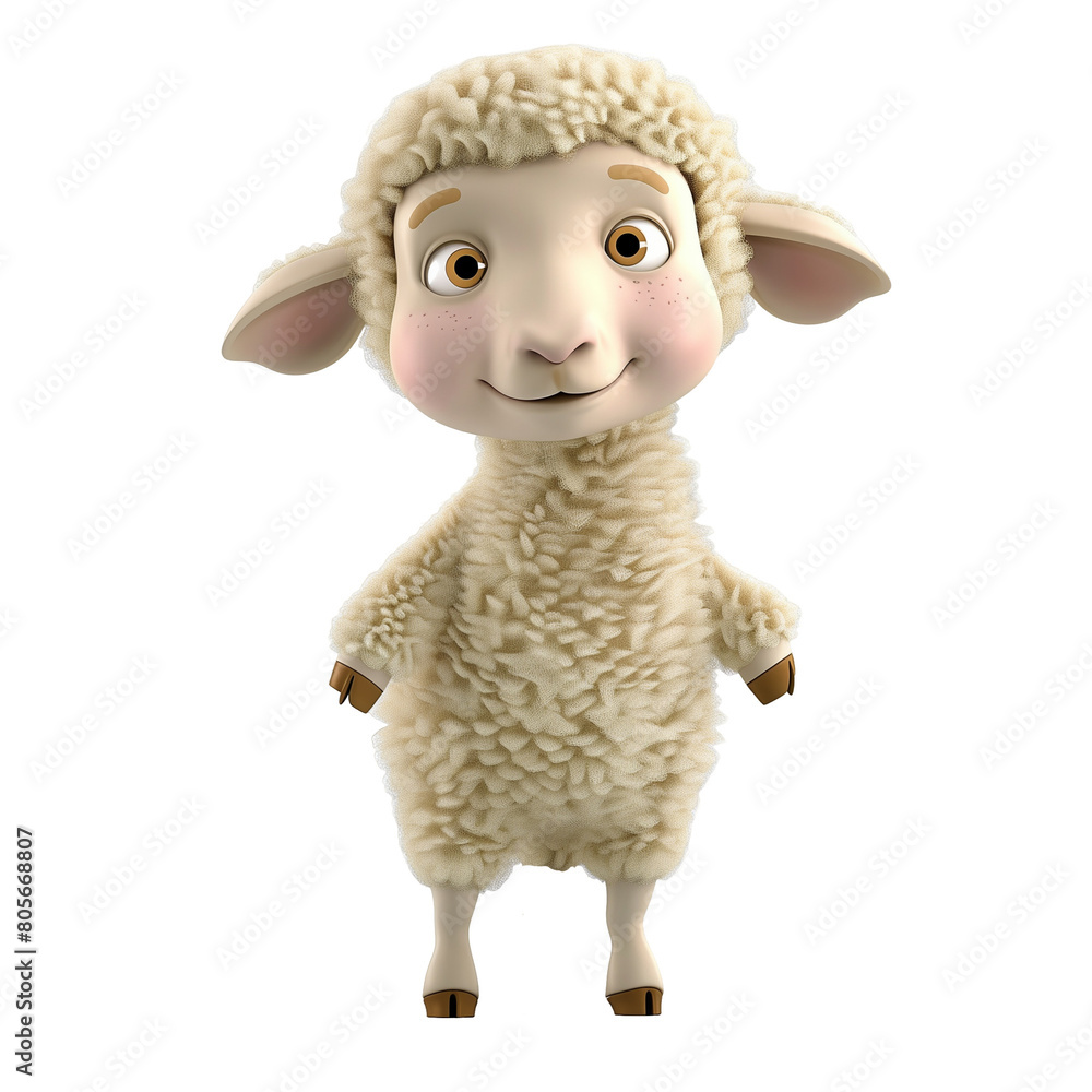 3d sheep character design. Cute fairy tale lamb print for clothes ...