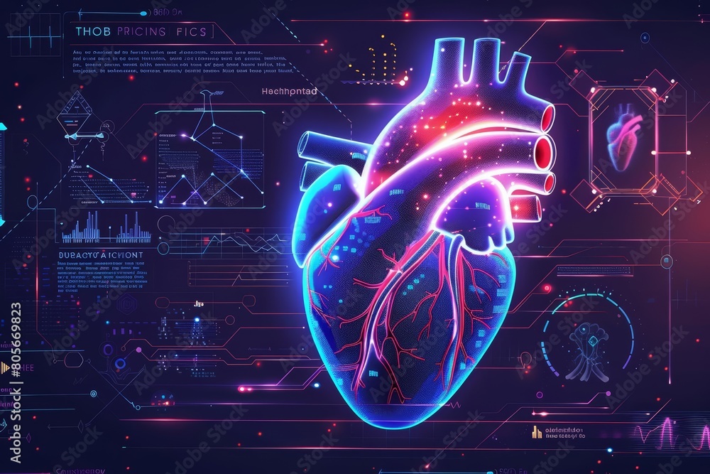 Heart cardiology health care with diagnosis infographic biometrics ...