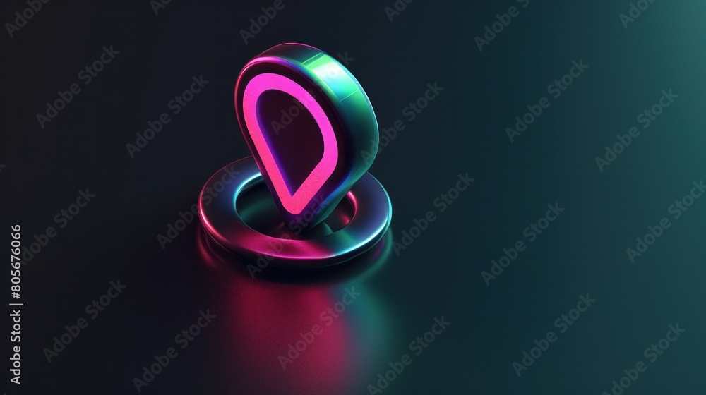 3D isometric illustration of a floating Location Pin icon in a dark ...