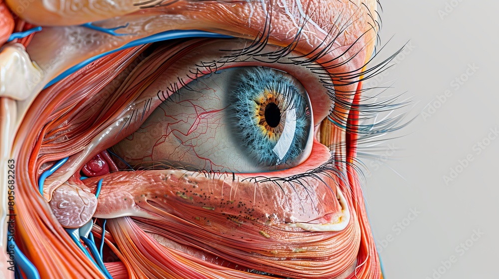 Panoramic and detailed visualization of the eye muscles, intrinsic and ...