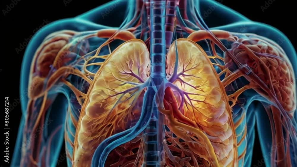3d rendered, stunning visuals of the human respiratory system, as the ...