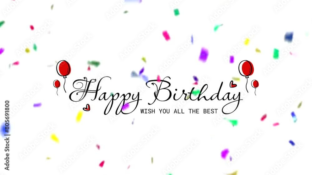 Vidéo Stock Happy Birthday Text Animated, Happy birthday gif. Confetti ...