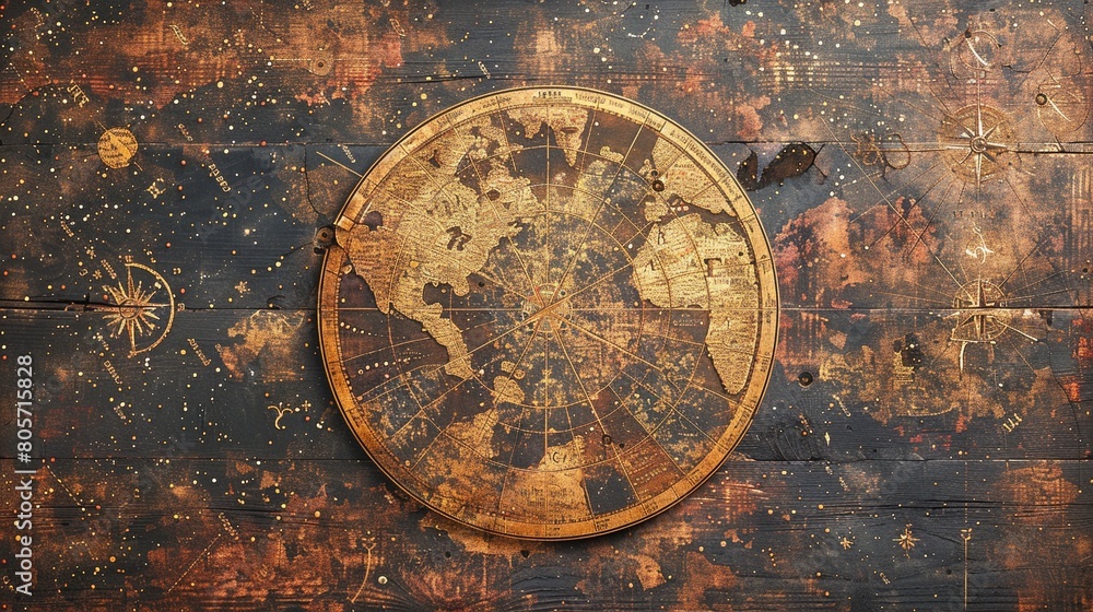 Ancient Map with Imaginary Constellations Show an ancient, weathered ...