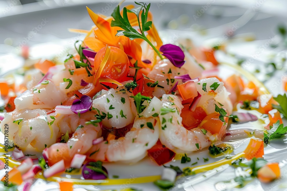 peruvian ceviche elegantly plated fresh seafood delicacy at fine dining ...