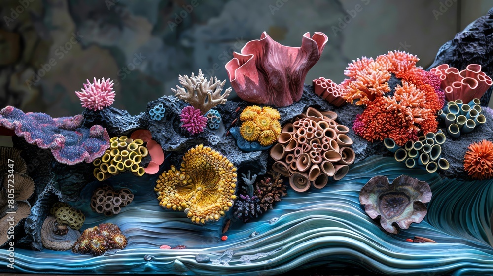 Bring to life the dynamic patterns of a coral reef seen from above in a ...