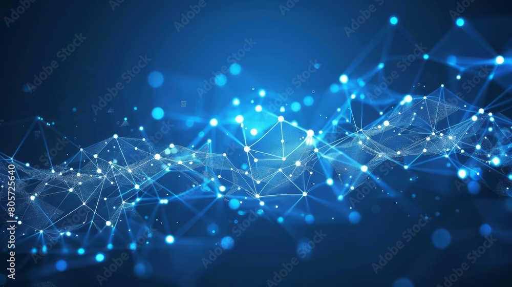 Abstract blue background, where a glowing network connection serves as ...