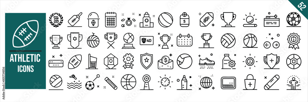 Set of 52 outline icons related to . Linear icon collection. Vector ...