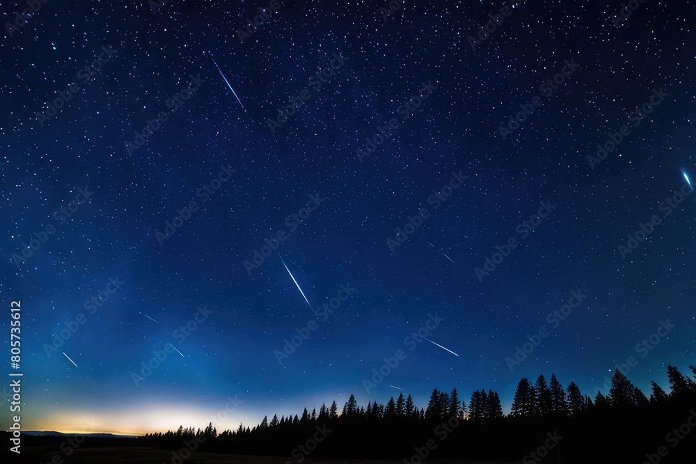 Starry night clean sky, time lapse beautiful rotation star line in ...