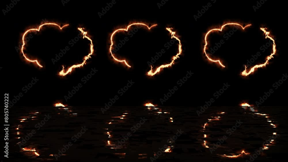 Cloud shape text msg icon animation in 4K reflective black bg. Chatting ...