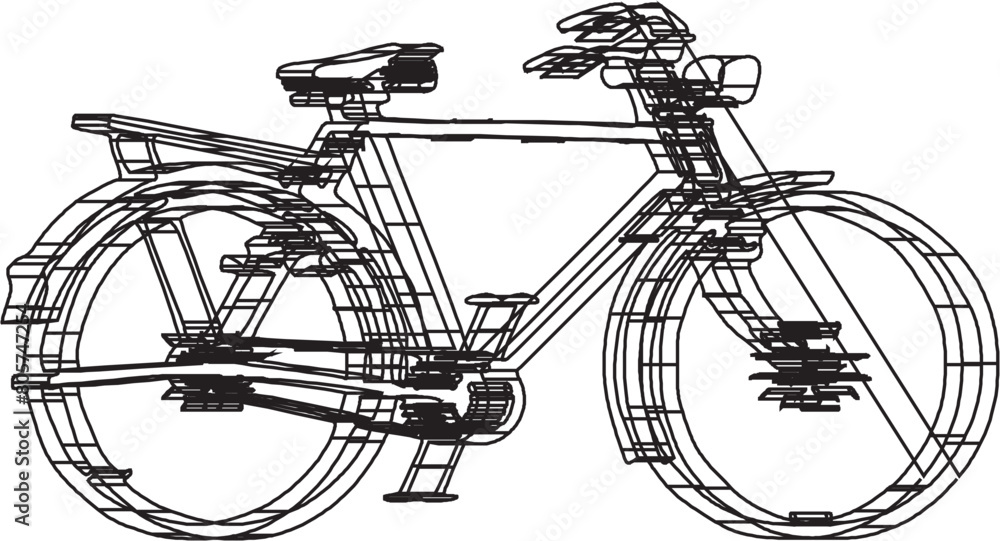 2D line art illustration of a classic bicycle Stock Vector | Adobe Stock