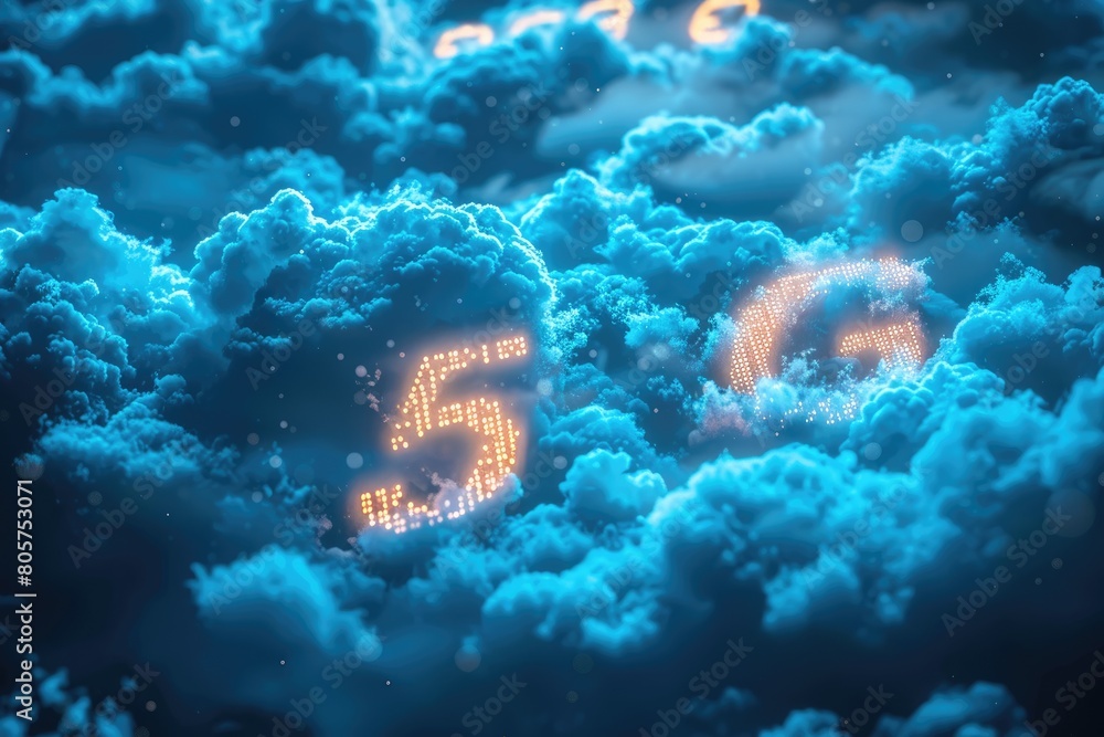 Text 5G, fifth generation of cellular technology, faster data speeds ...