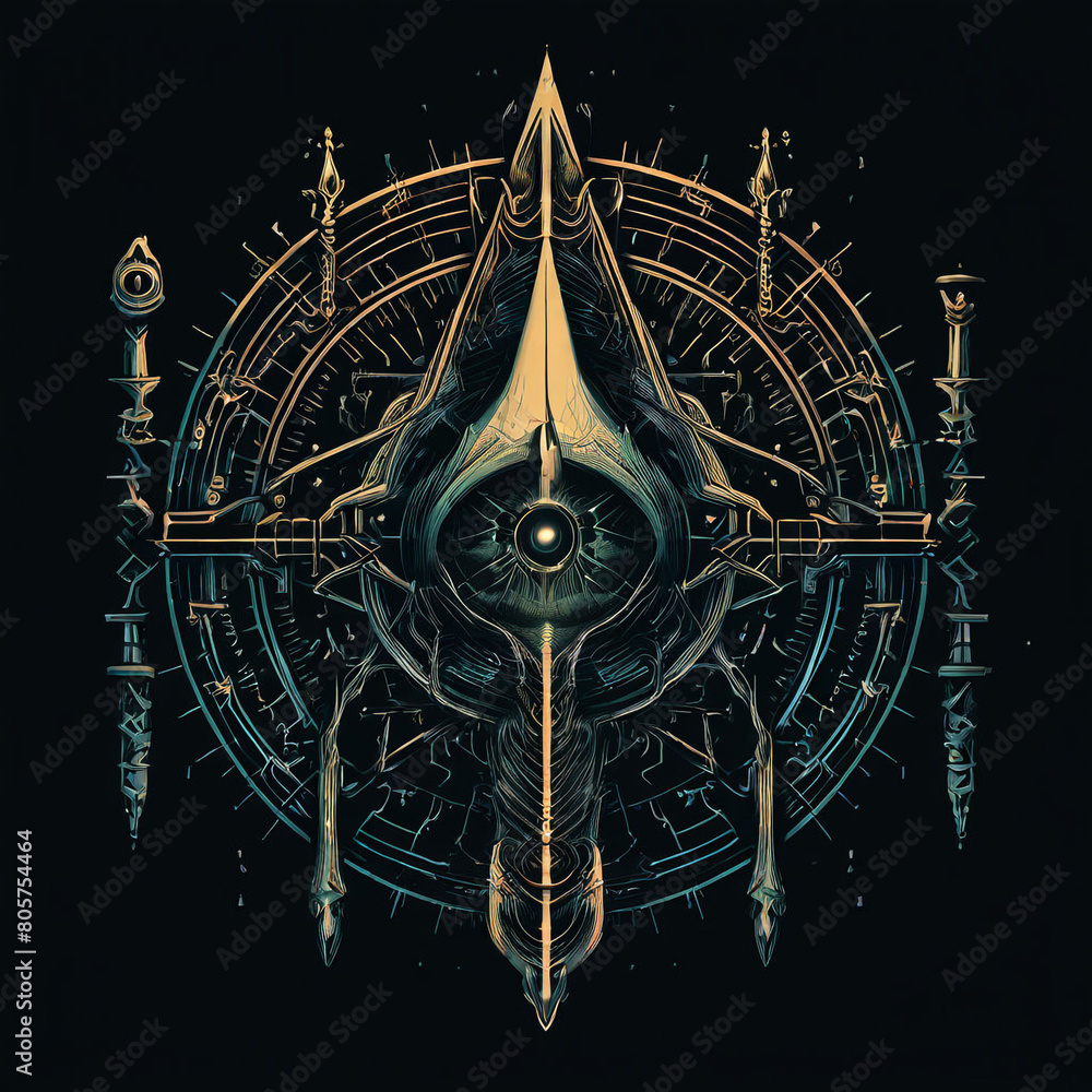 Combine elements of technology with occult symbols Stock Illustration ...