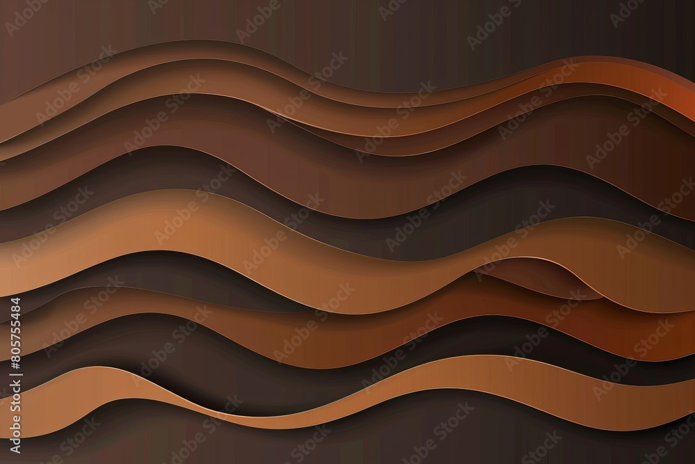 Dark brown paper waves abstract banner design. Elegant wavy vector ...