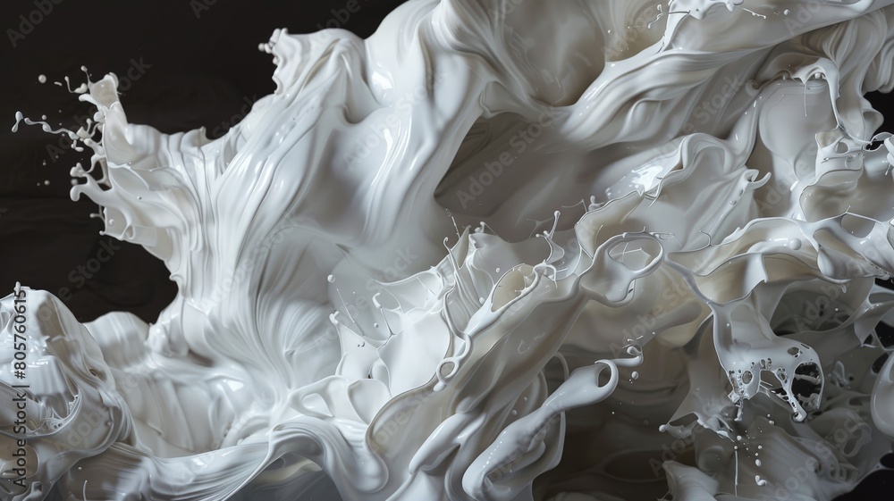 the tranquil beauty of white paint billowing and coalescing on canvas ...