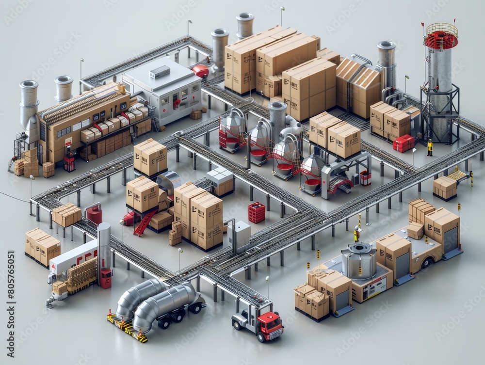 Flowchart for sorting cardboard boxes in a factory. Stock Illustration ...