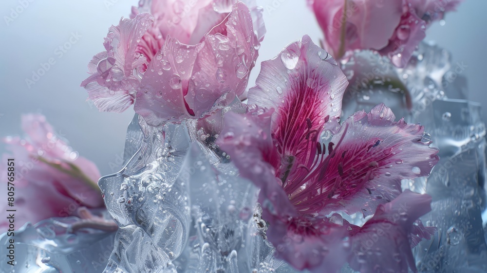 the world of abstract expressionism with frozen flowers encased in ice ...