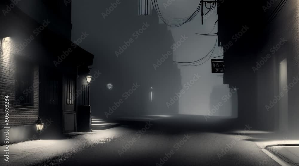 Vidéo Stock animation, motion effect, set in a dimly lit city alley ...