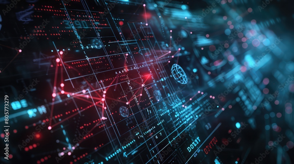 Digital mathematical symbols 3D illustration. Abstract futuristic ...