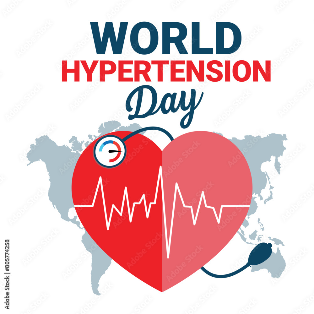 World hypertension day May 17th square banner with heart rate and ...