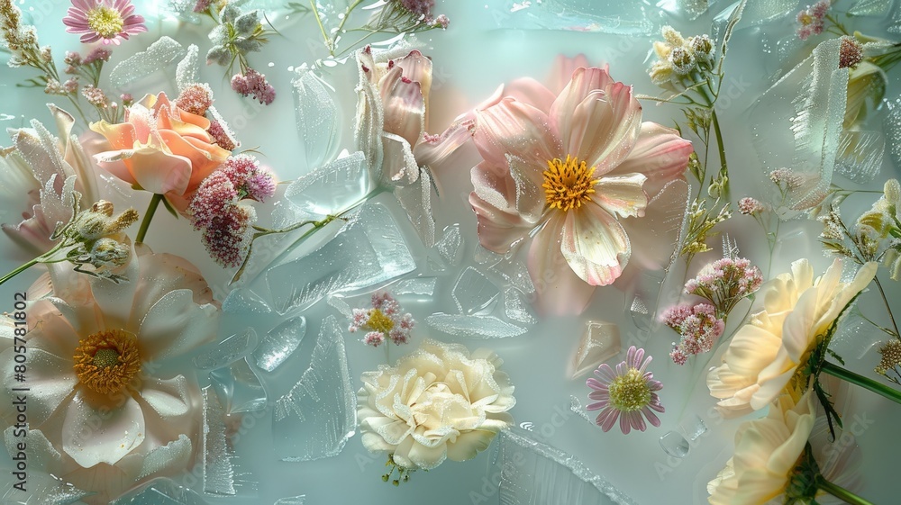 Enter a realm of artistic exploration with frozen flowers preserved in ...