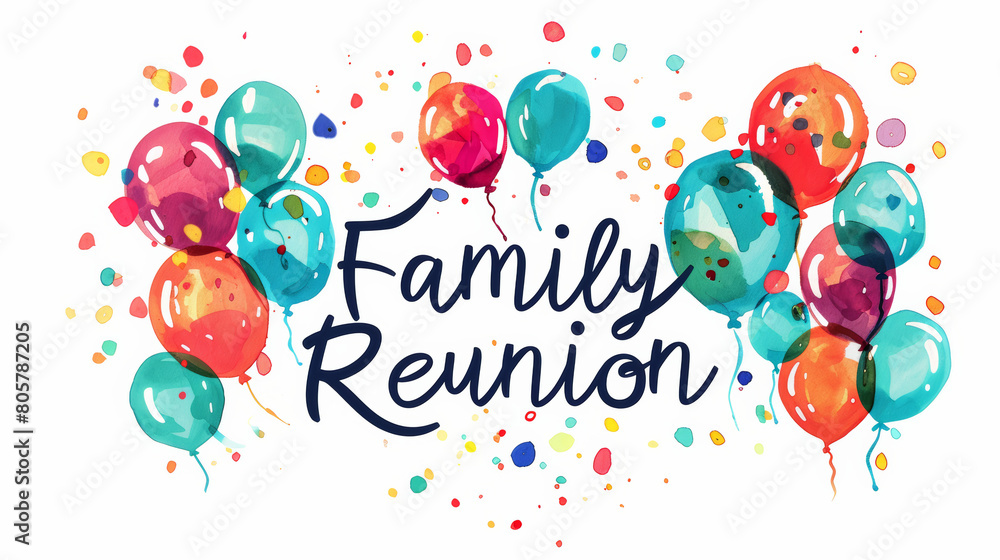 Family reunion illustration with written family reunion and festive ...