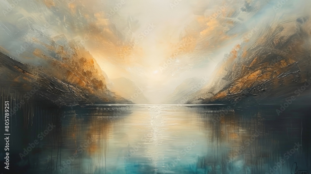 Experience the tactile beauty of an abstract oil painting, where bold ...