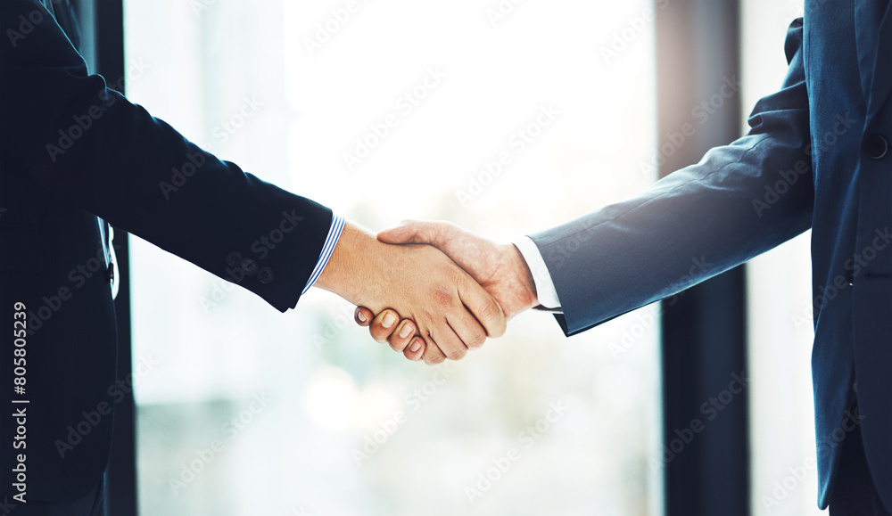Business people, handshake and partnership in meeting for b2b deal ...