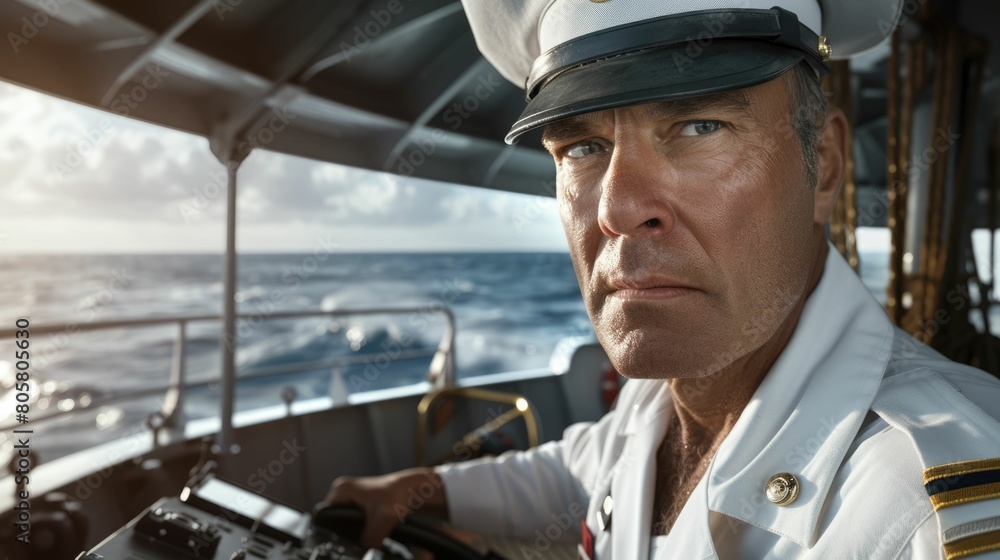 The picture of the military working as the marine captain for sailing ...