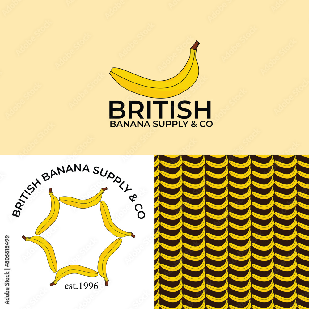 Minimal Modern Cartoon Banana, Illustrations, Pattern Logo Design Stock ...