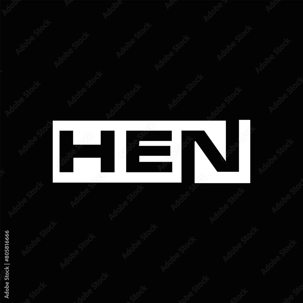 HEN set ,HEN logo. H E N design. White HEN letter. HEN, H E N letter ...