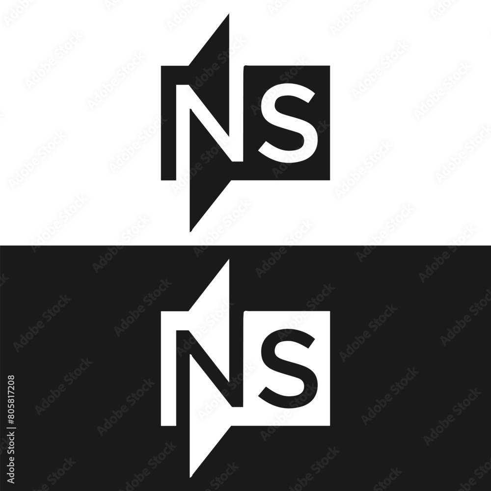 NS set ,NS logo. N S design. White NS letter. NS, N S letter logo ...