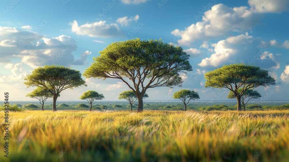 Create a stunning visual depiction of the majestic savannah ...