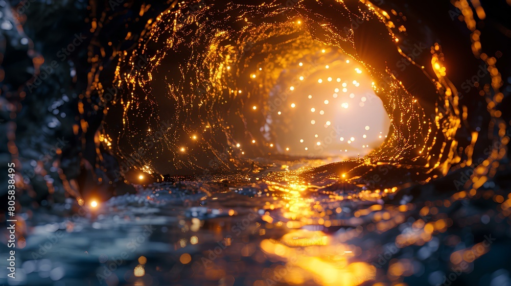 underground cavern exploration, featuring brightly lit underground ...