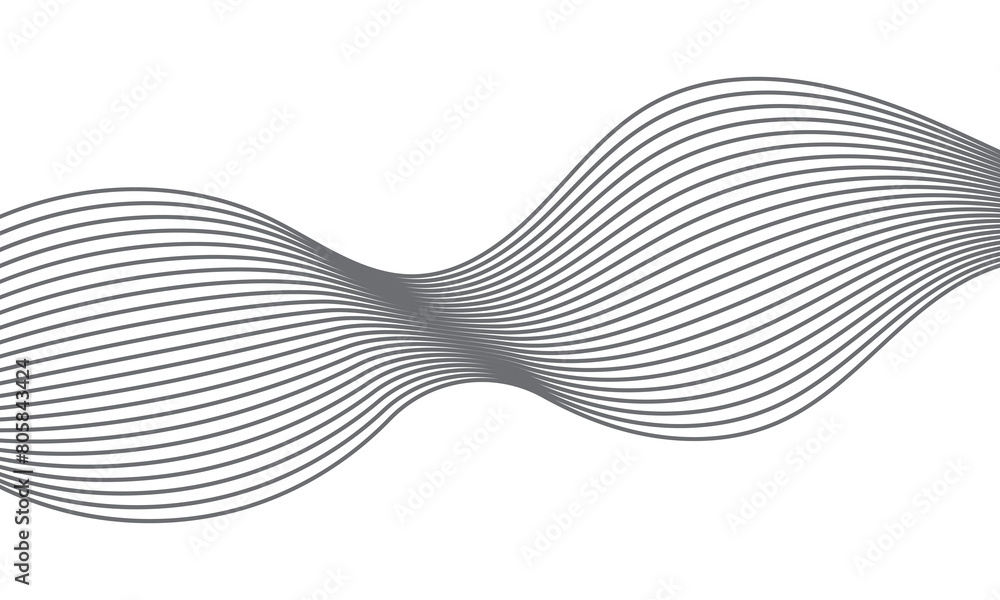 Curved wave lines pattern on white background. Wave striped lines ...