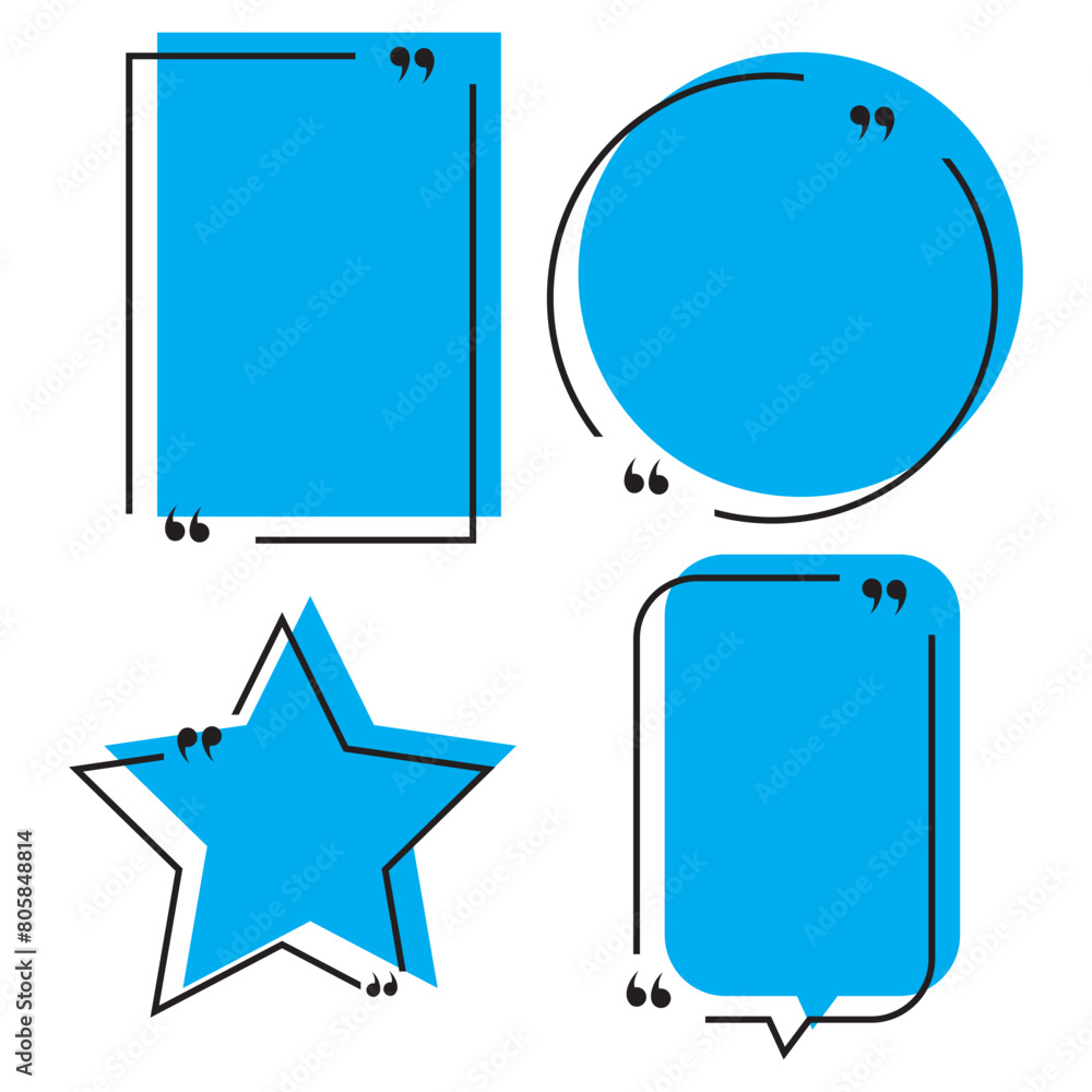 Quote box frame set. Blank quote boxes for text. Quotation bubble frame ...