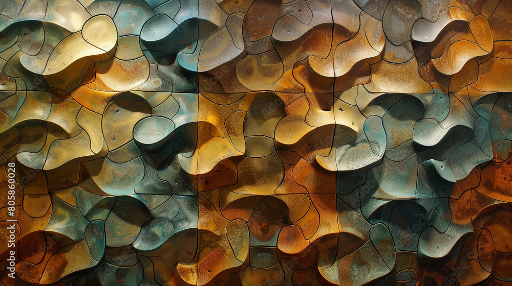Textured abstract metal wall art with curved, overlapping sections and ...