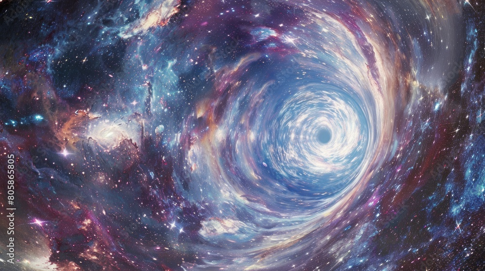 Vortex of swirling cosmic dust and radiant stars encapsulating an ...